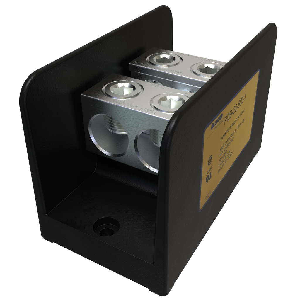 Ilsco PDB-22-500-1 Power Distribution Block, Dual Rated, Line Conductor Range 500-4, Load Range ...