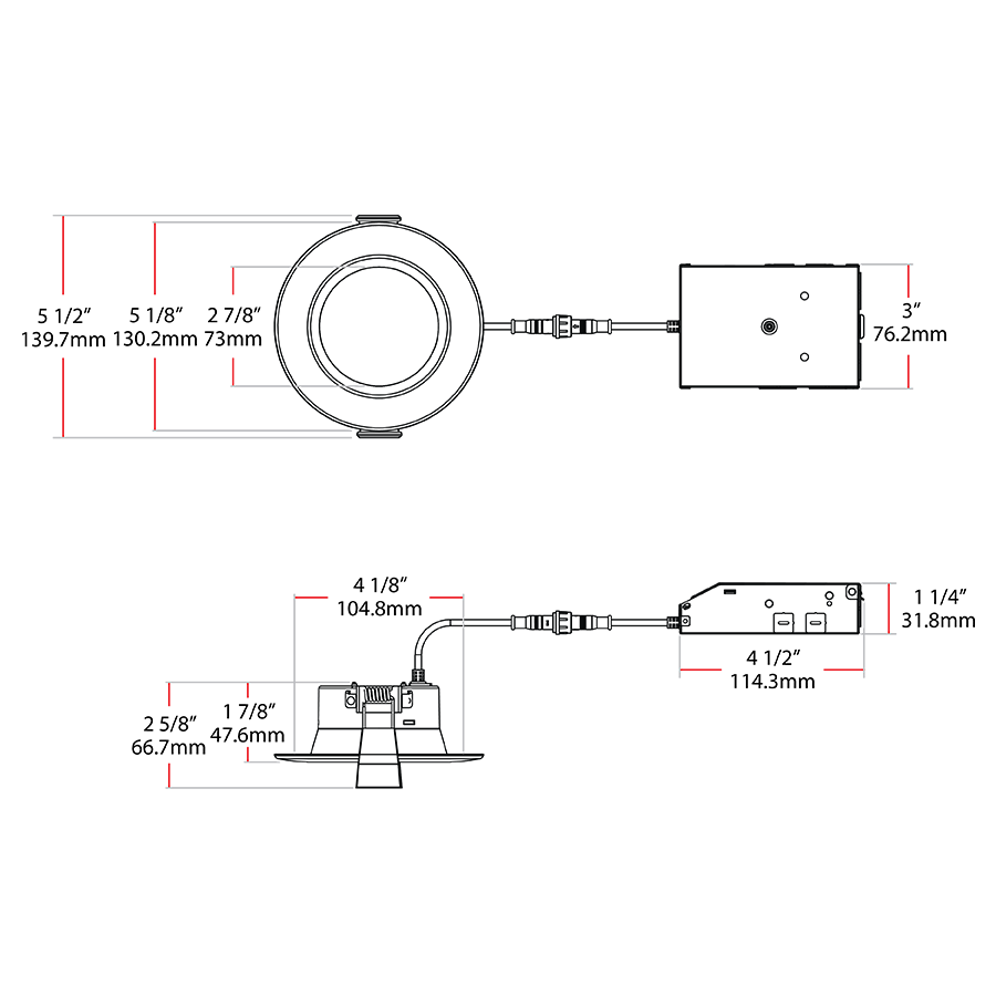 RAB WFRD4R99FA120WS 4" Round LED Wafer Downlight, Deep Regress, 9W 679 ...