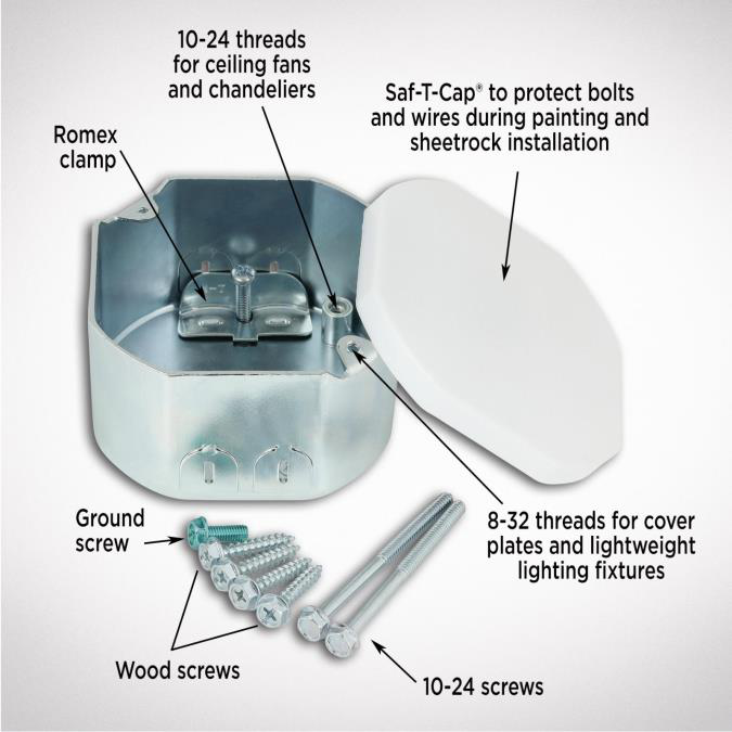 Westinghouse 0104011 Saf-T-Box® Light Fixture / Ceiling Fan Box, 2-1/8 ...