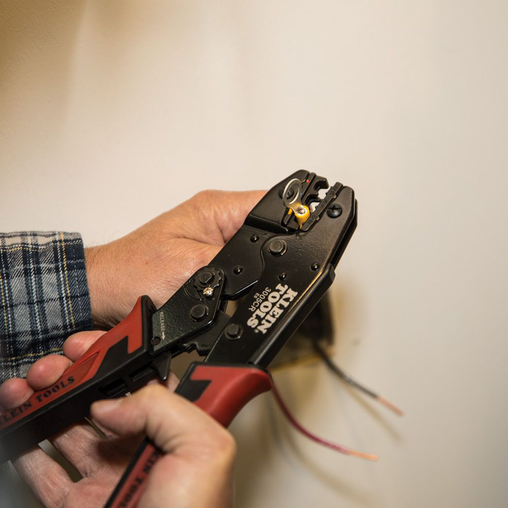 Klein 3005CR Ratcheting Crimper, 10-22 AWG - Insulated Terminals ...
