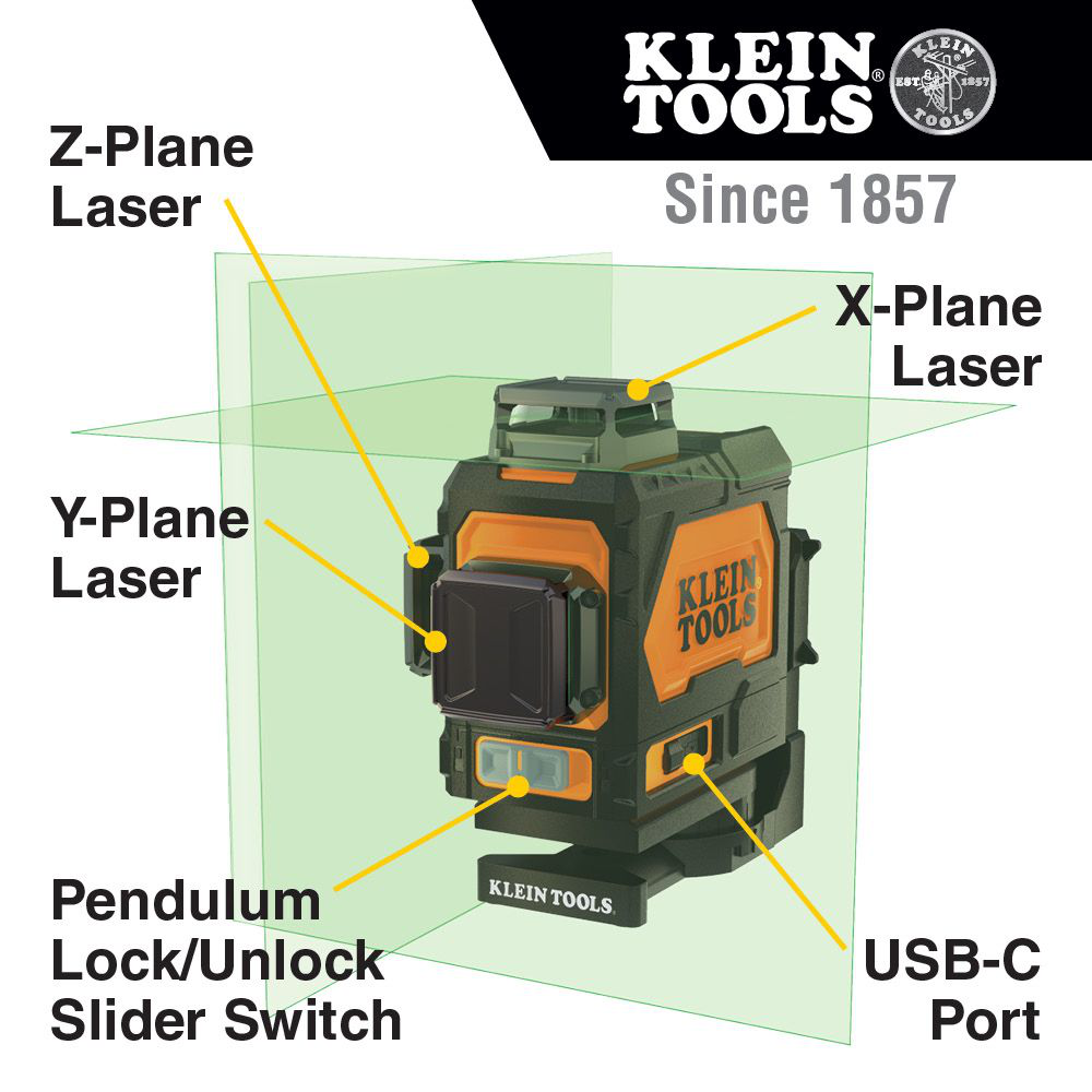Klein 93PLL Rechargeable Self-Leveling Green Planar Laser Level ...