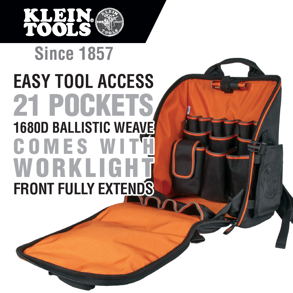 Klein 55655 Tradesman Pro™ Tool Station Tool Bag Backpack with ...