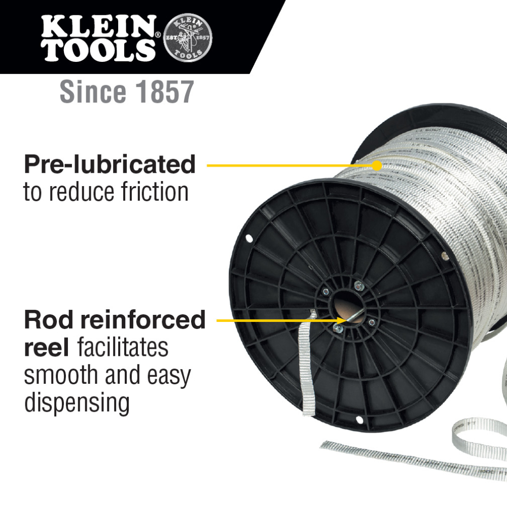Klein 50142 Conduit Measuring Pull Tape, 3000ft Spool, 2500lb Tensile ...