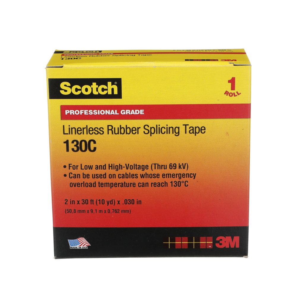 3M 130C Scotch® 2" x 30ft Linerless Rubber Splicing Tape, Black ...