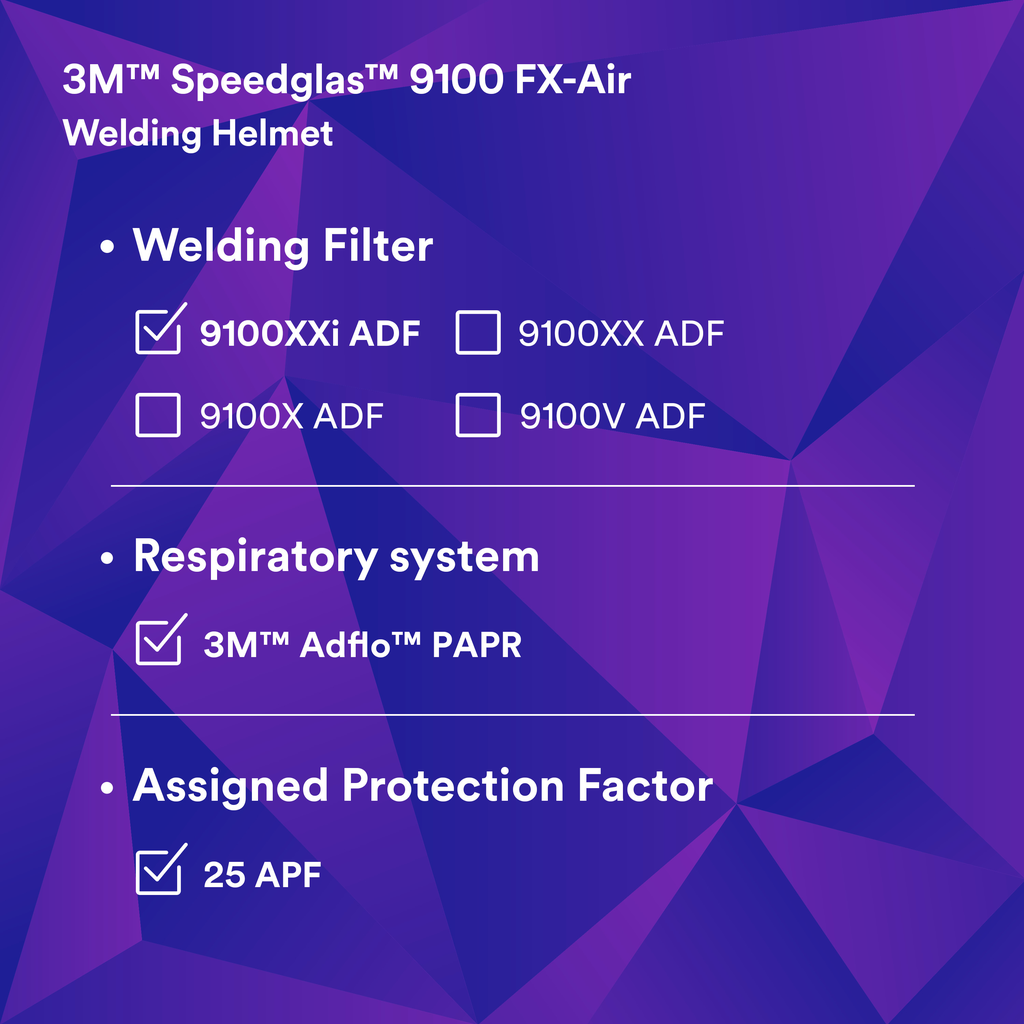 3M Adflo Powered Air Purifying Respirator HE System w 3M Speedglas Welding Helmet 9100 FX-Air ...