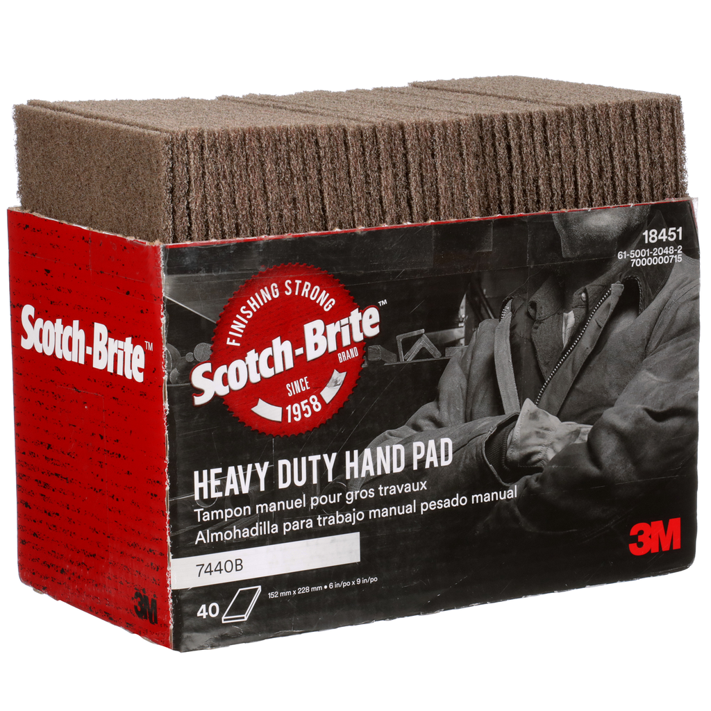 Scotch-Brite Heavy Duty Hand Pad 7440B, HP-HP, A/O Medium, Tan, 6 in x ...