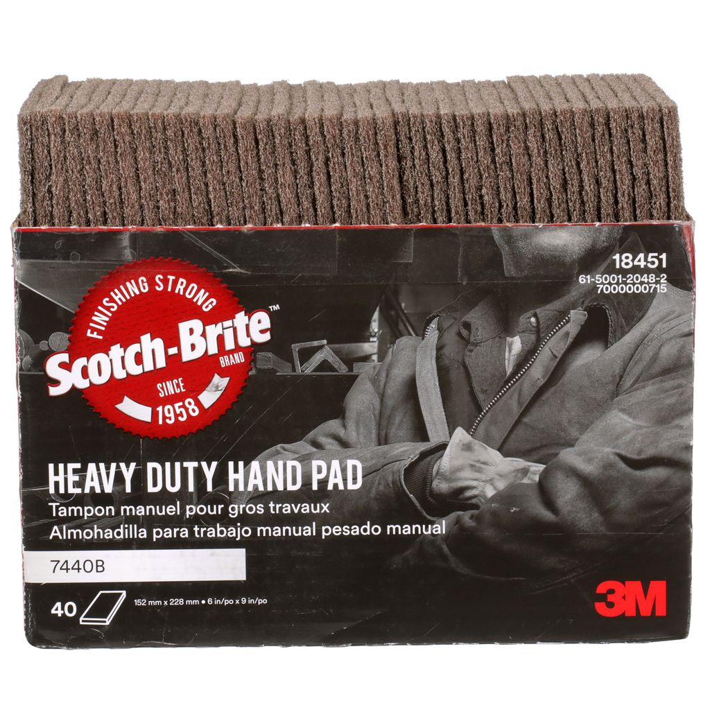 Scotch-Brite Heavy Duty Hand Pad 7440B, HP-HP, A/O Medium, Tan, 6 in x ...
