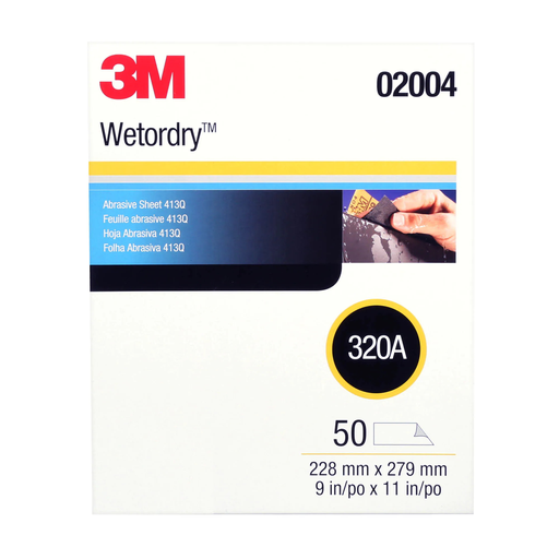 3M 7000148222 Wetordry Abrasive Sheet 413Q 02004 320 9 in x 11 in 50 ...