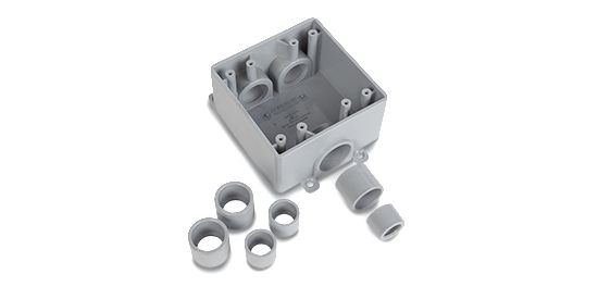Ipex 278084 (FSCC-2-050710-U) 2-Gang PVC FSE Box, 1/2", 3/4" & 1" Hubs ...