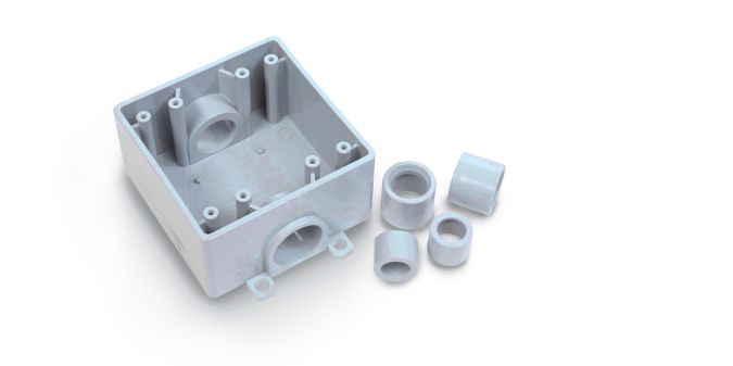 Ipex 278083 (FSC-2-050710-U) 2-Gang PVC FSE Box, 1/2", 3/4" & 1" Hubs ...