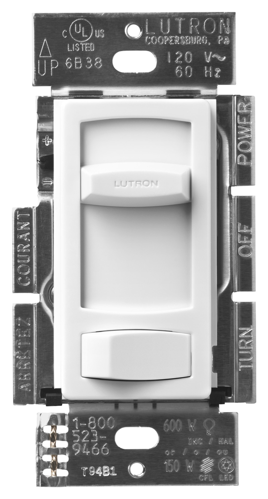 Lutron CTCL-153P-WH 150 W 120 VAC White Dimmable Compact Fluorescent/LED 1-Pole/3-Way Linear ...