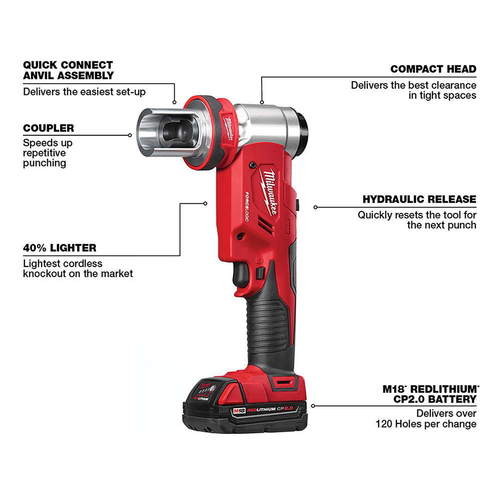 Milwaukee 2677-20 M18™ Force Logic™ 6T Knockout Tool Kit | Crawford ... Milwaukee 2677-20 M18™ Force Logic™ 6T Knockout Tool Kit | Crawford ...