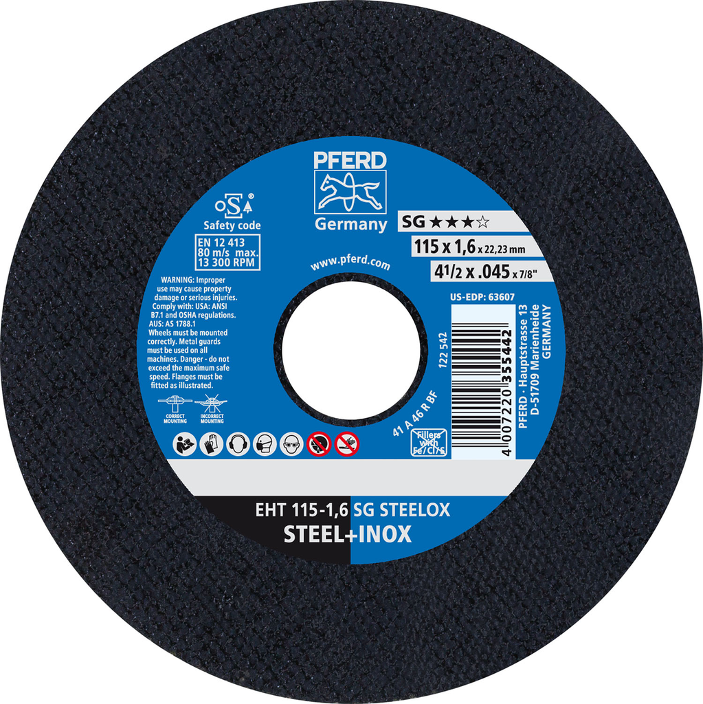PMB63607,63607,PFERD INC.,,CUT-OFF WHL 4-1/2X.045X7/8 STEELOX T1 AO,M ...