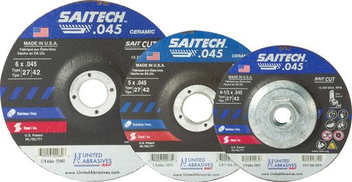 22072 Saitech™ High Performance Cut-Off Wheels (Type 27/Type 42 Depressed Center) 4-1/2" x .045 ...